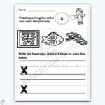 Lowercase Letter x - Writing Practice + Coloring Page