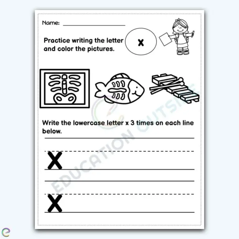 Lowercase Letter x - Writing Practice + Coloring Page