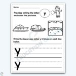 Lowercase Letter y - Writing Practice + Coloring Page