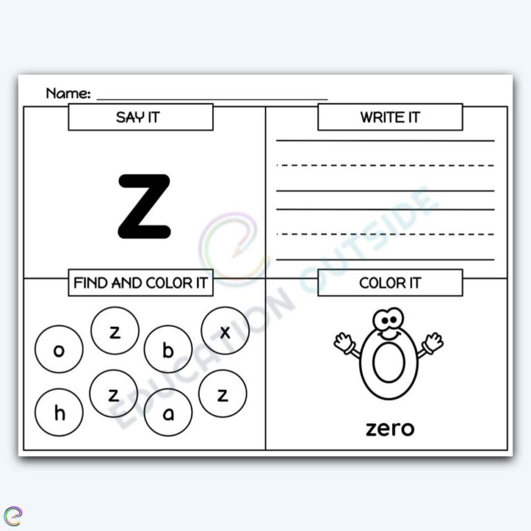 Lowercase Letter z - Alphabet Activity Mat