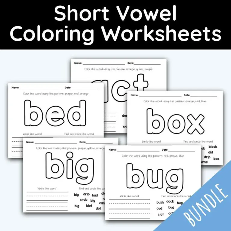 Short Vowel Coloring Worksheets Packet - 500 Worksheets Included!