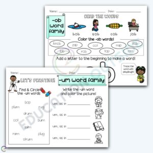 Short Vowel Word Family Worksheets Bundle - 50 Worksheets Included!