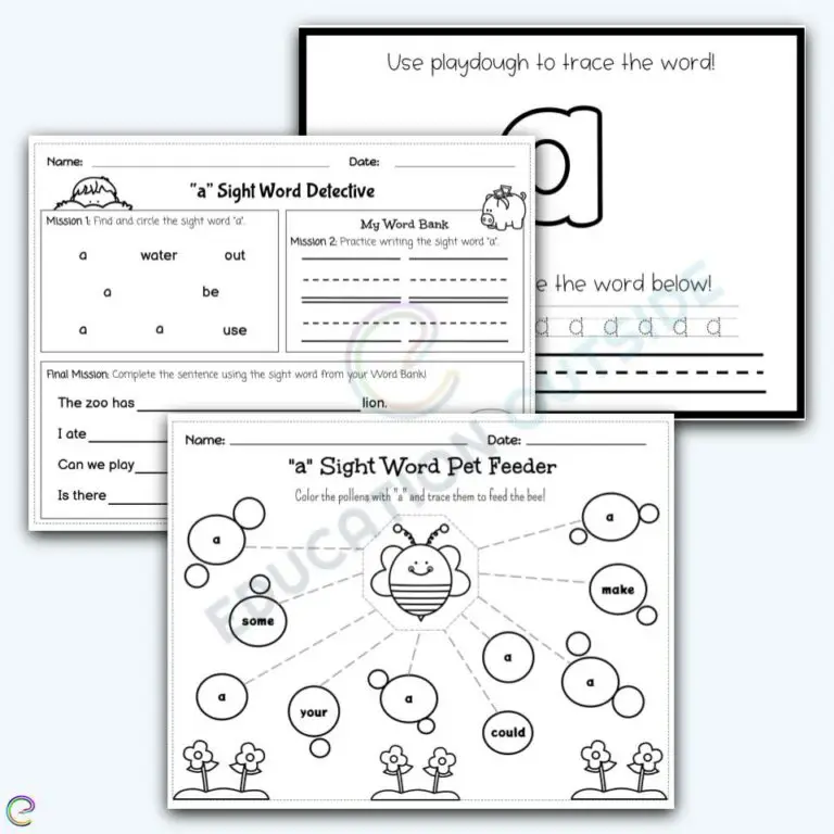 a Sight Word Worksheets - 24 Worksheets Included