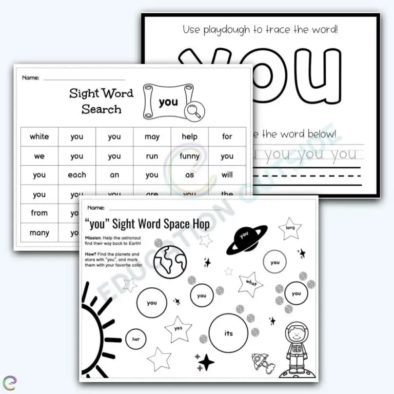 you Sight Word Worksheets - 24 Worksheets Included