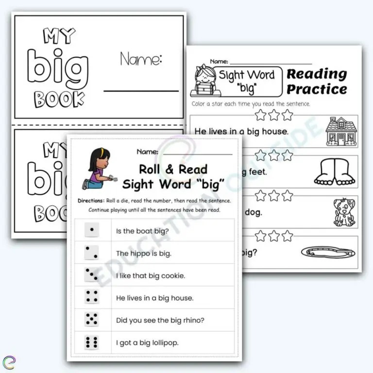 big Sight Word Worksheets - 14 Worksheets Included