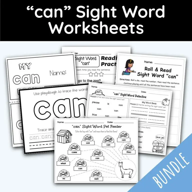 can Sight Word Worksheets - 14 Worksheets Included