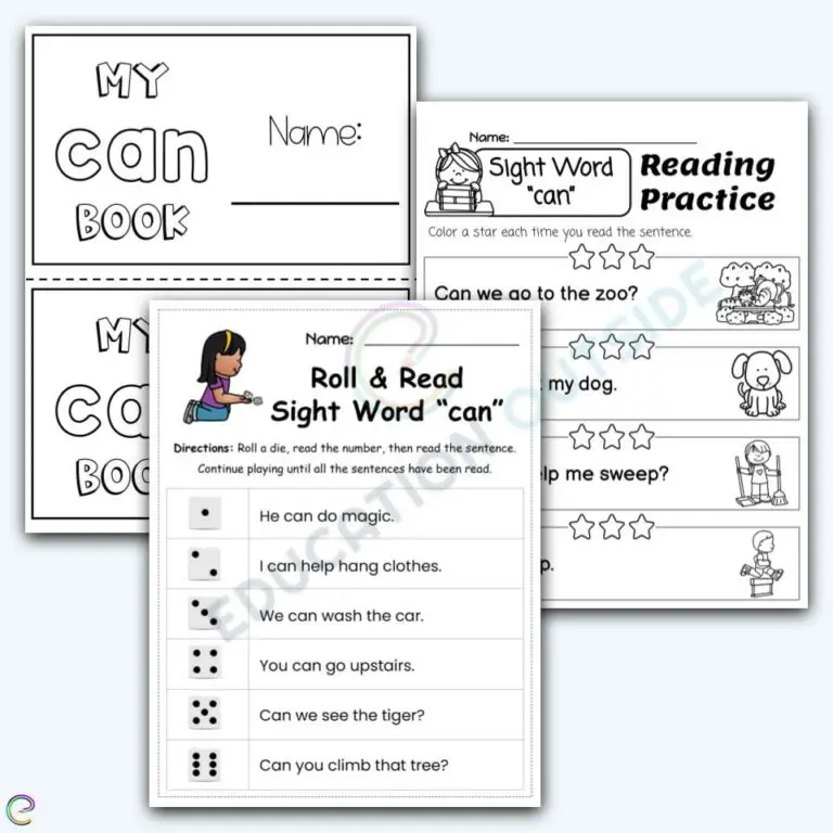 can Sight Word Worksheets - 14 Worksheets Included