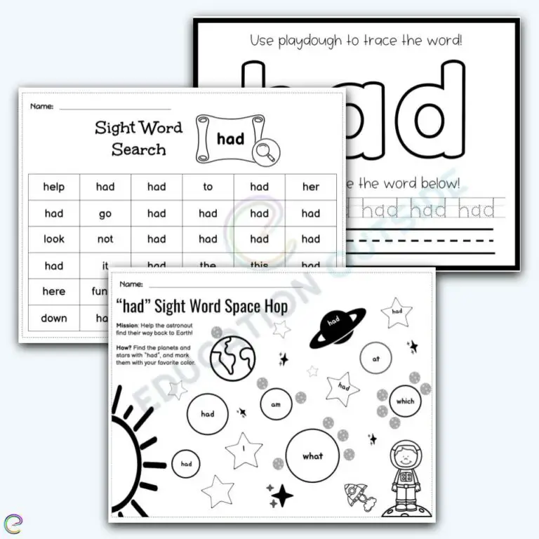 had Sight Word Worksheets - 15 Worksheets Included