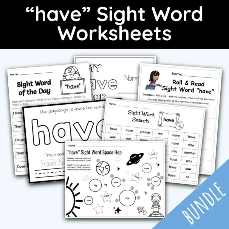 have Sight Word Worksheets - 14 Worksheets Included