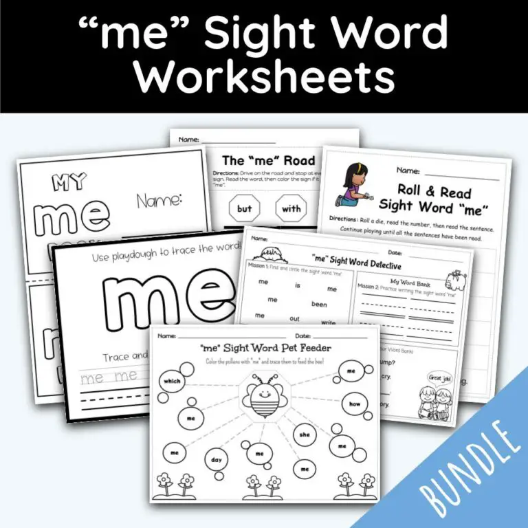 me Sight Word Worksheets - 14 Worksheets Included