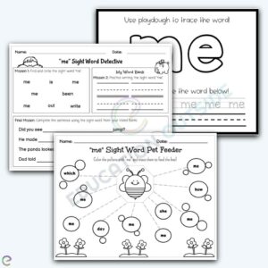 me Sight Word Worksheets - 14 Worksheets Included