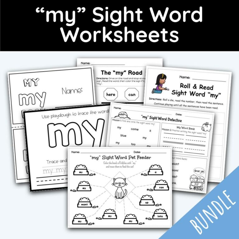 my Sight Word Worksheets - 14 Worksheets Included
