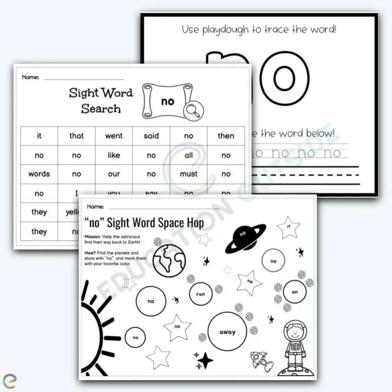 no Sight Word Worksheets - 15 Worksheets Included