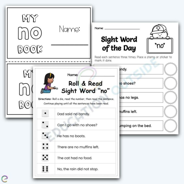 no Sight Word Worksheets - 15 Worksheets Included