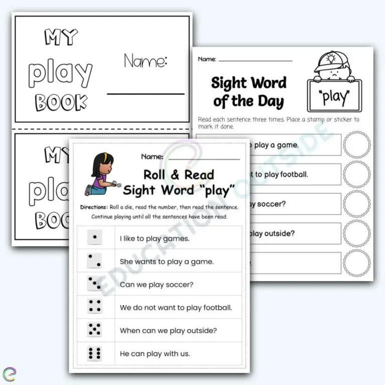 play Sight Word Worksheets - 15 Worksheets Included
