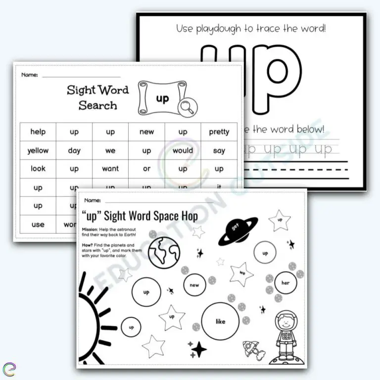 up Sight Word Worksheets - 14 Worksheets Included