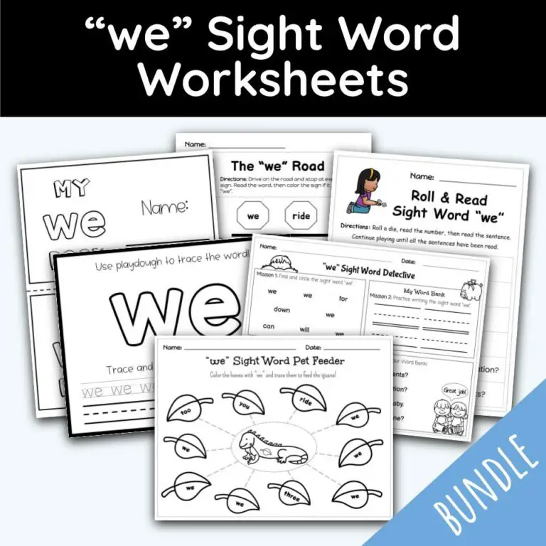 we Sight Word Worksheets - 14 Worksheets Included