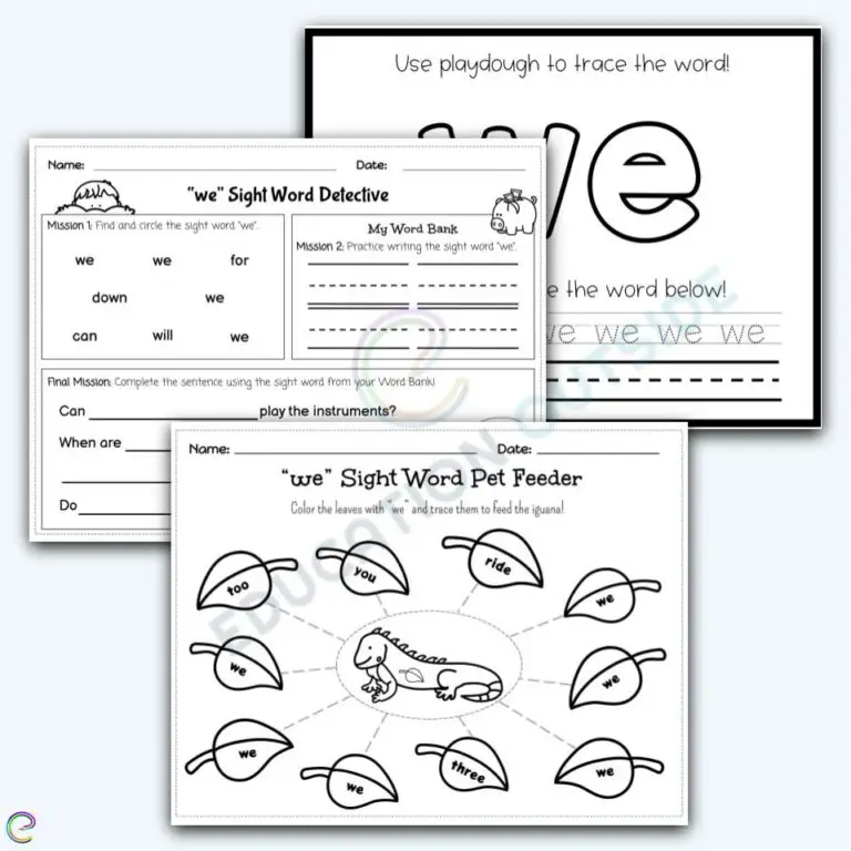 we Sight Word Worksheets - 14 Worksheets Included