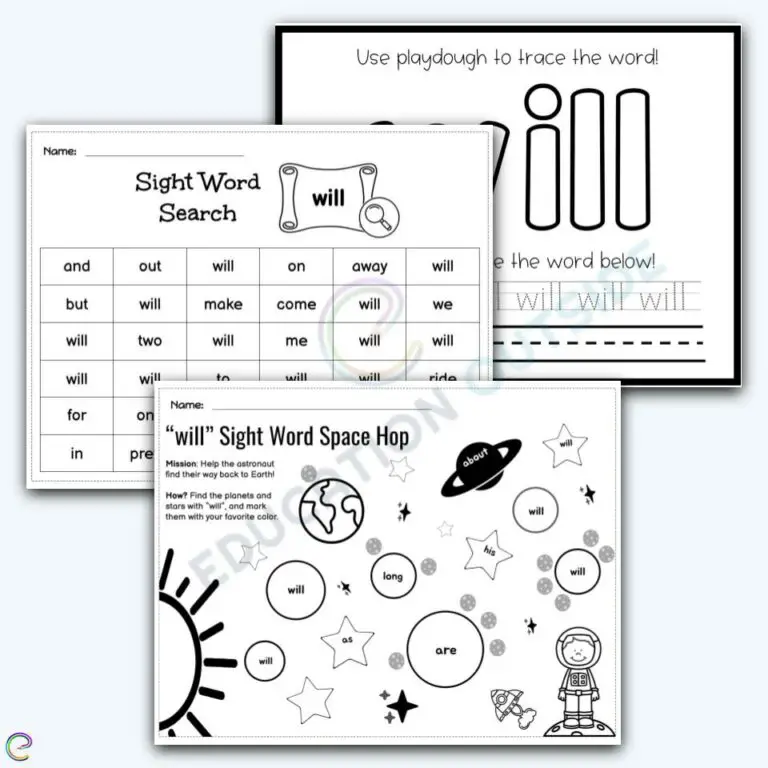 will Sight Word Worksheets - 15 Worksheets Included