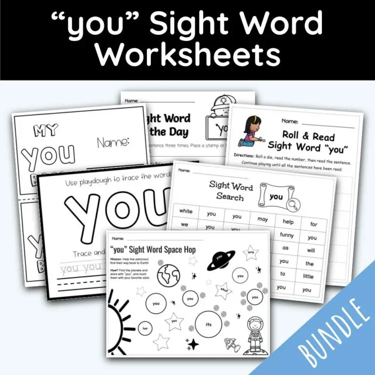 you Sight Word Worksheets - 24 Worksheets Included