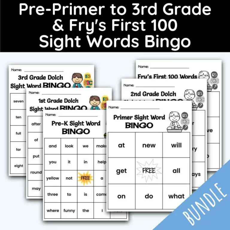 Sight Words Bingo Packet - Pre-primer to 3rd Grade & Fry's First 100!