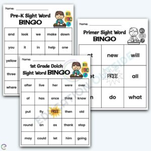 Sight Words Bingo Packet - Pre-primer to 3rd Grade & Fry's First 100!