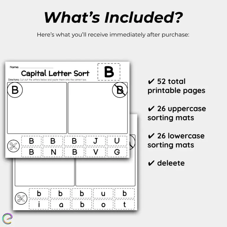 Alphabet Letters A-Z Cut, Paste, & Sort Worksheets - 52 Worksheets!