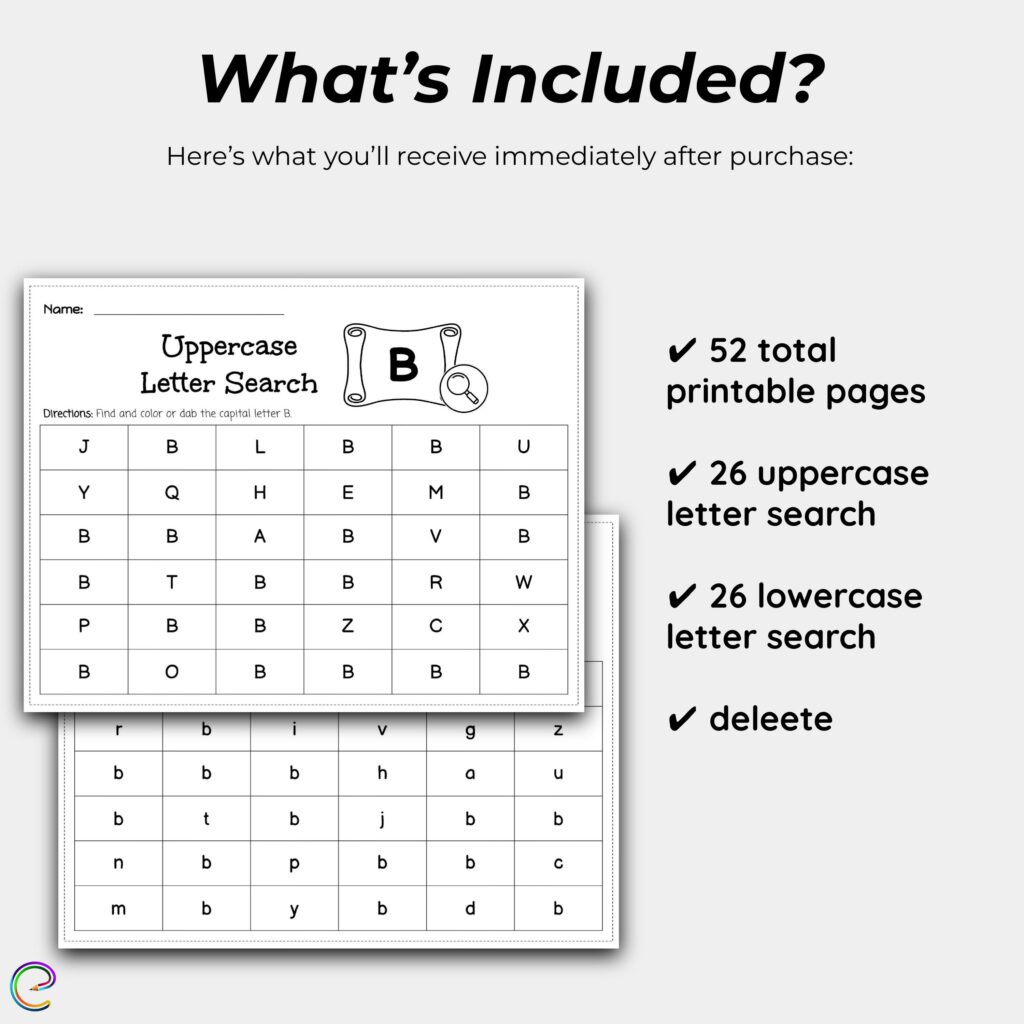 Alphabet Letters A-Z Single Letter Search - 52 Worksheets!