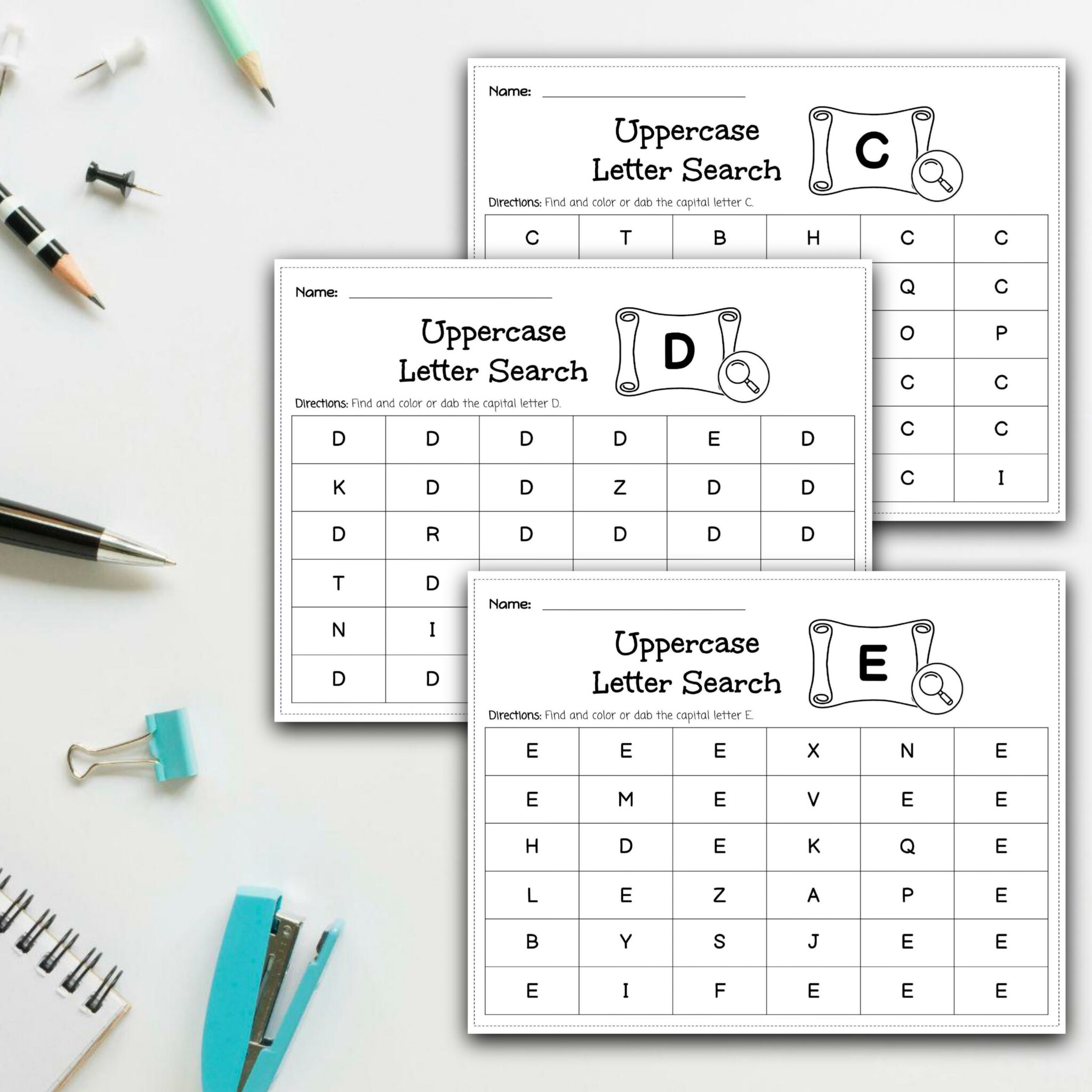 Alphabet Letters A-Z Single Letter Search - 52 Worksheets!