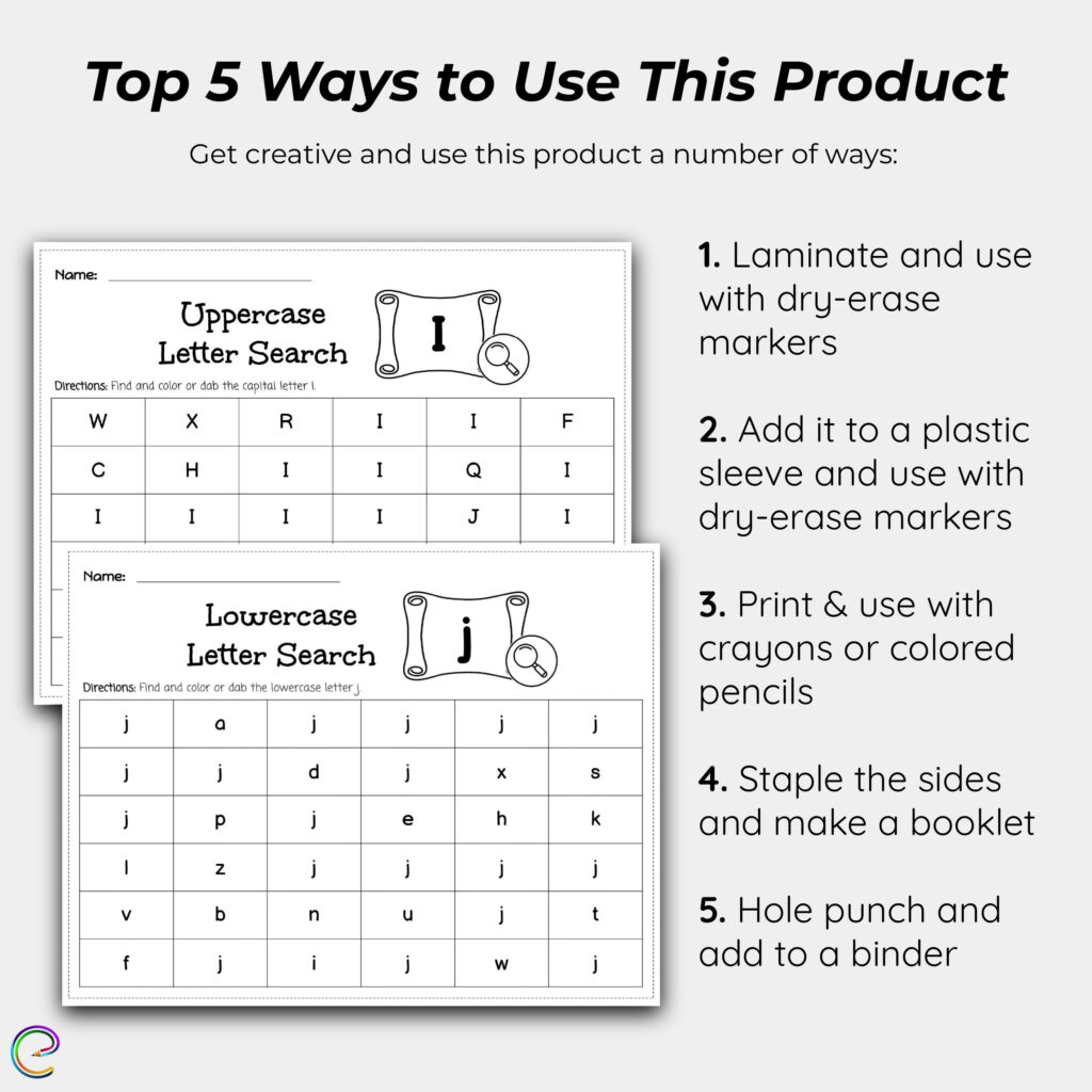 Alphabet Letters A-Z Single Letter Search - 52 Worksheets!