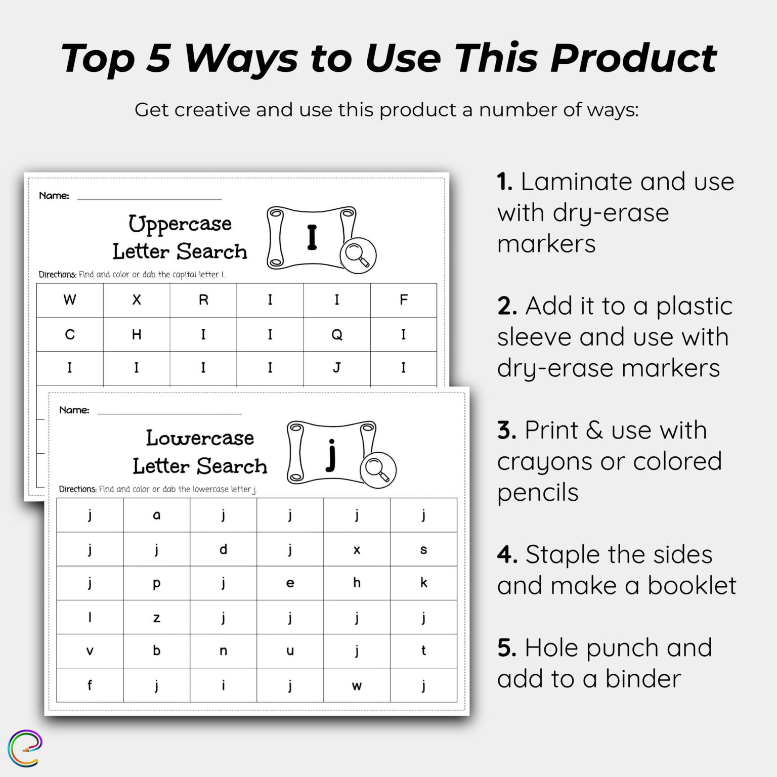 Alphabet Letters A-Z Single Letter Search - 52 Worksheets!