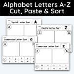 Alphabet Letters A-Z Cut, Paste, & Sort Worksheets - 52 Worksheets!