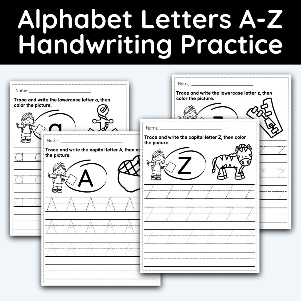 Alphabet Letters A-Z Handwriting Practice Worksheets - 52 Worksheets!