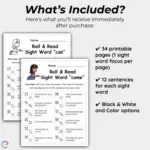 Roll a Sight Word 2 Dice Activity - 34 Worksheets!