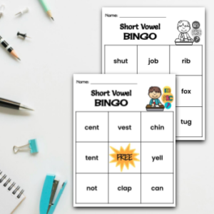 Vowel Practice Bingo Worksheet Bundle
