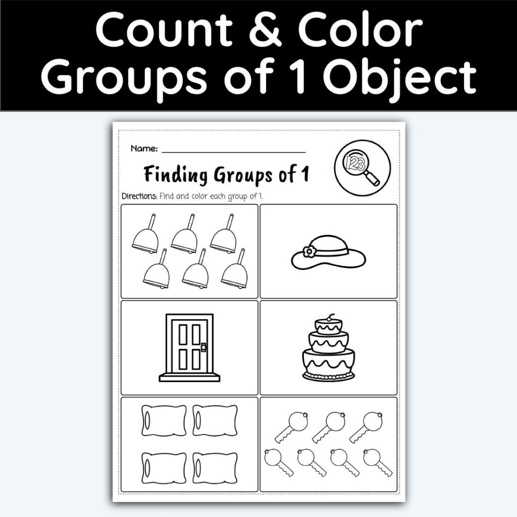 Number 1 Count and Color Groups Worksheet