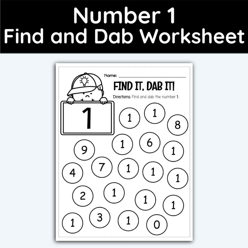 Number 1 Find and Dab Worksheet