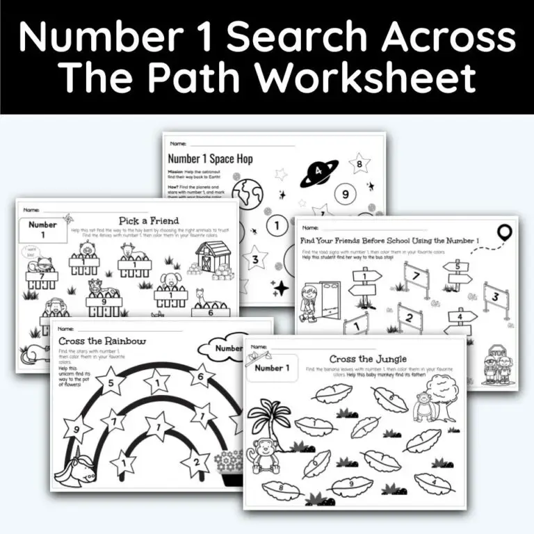 Number 1 Search Across The Path Worksheet