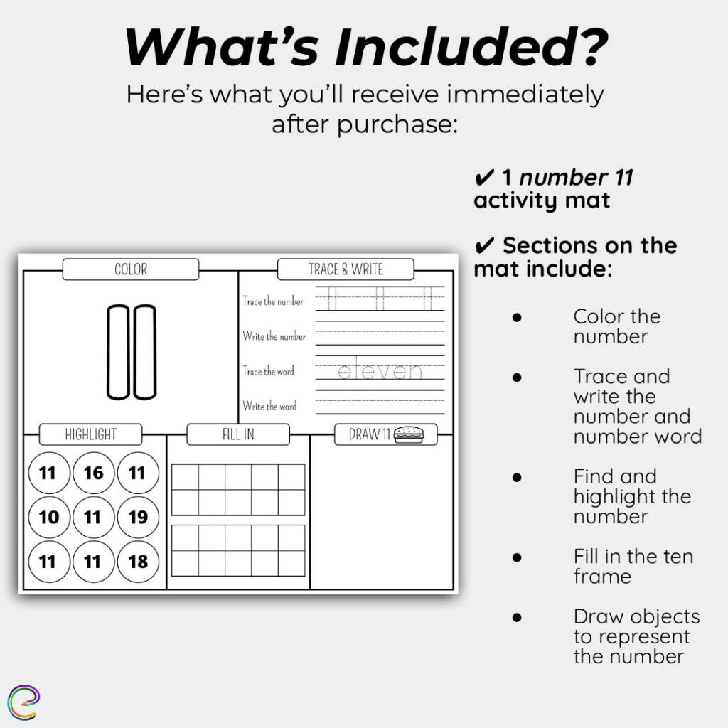 Number 11 Activity Mat