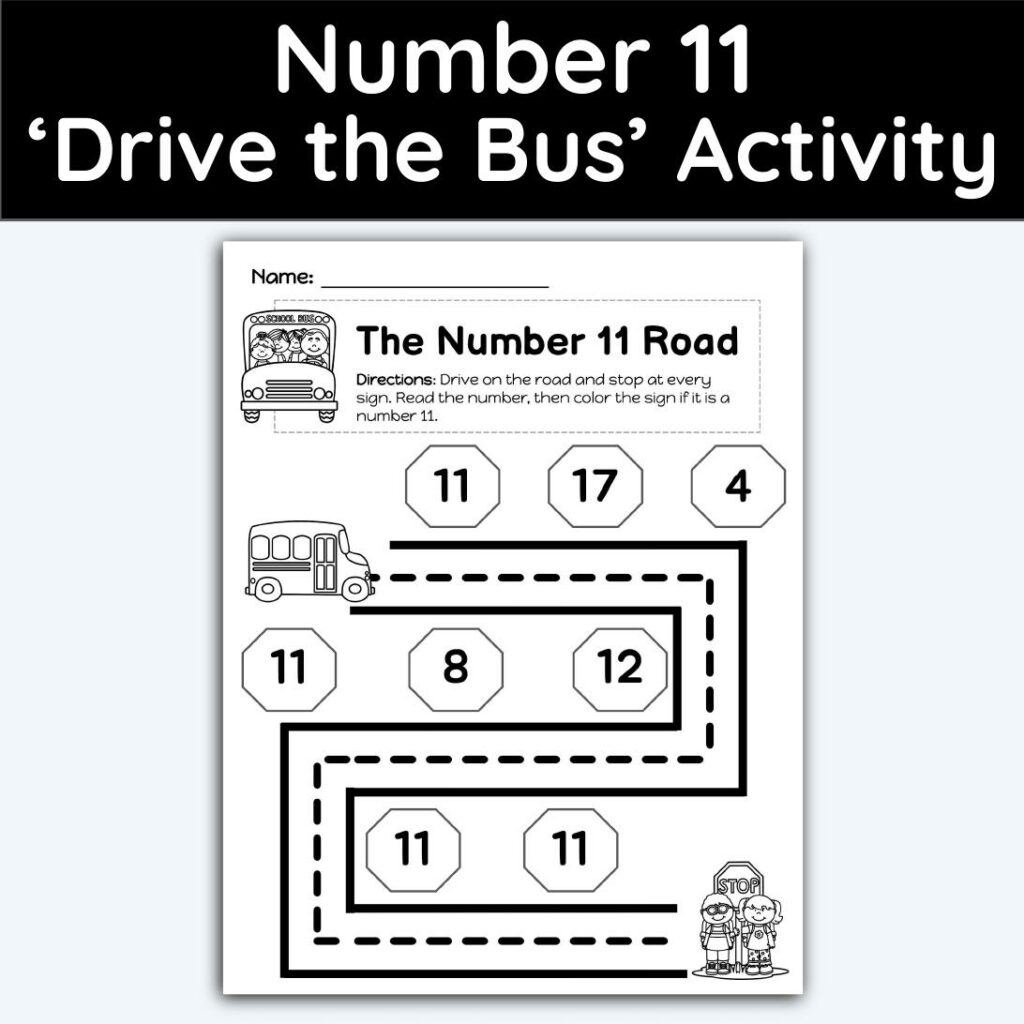 Number 11 Drive The Bus Activity Page