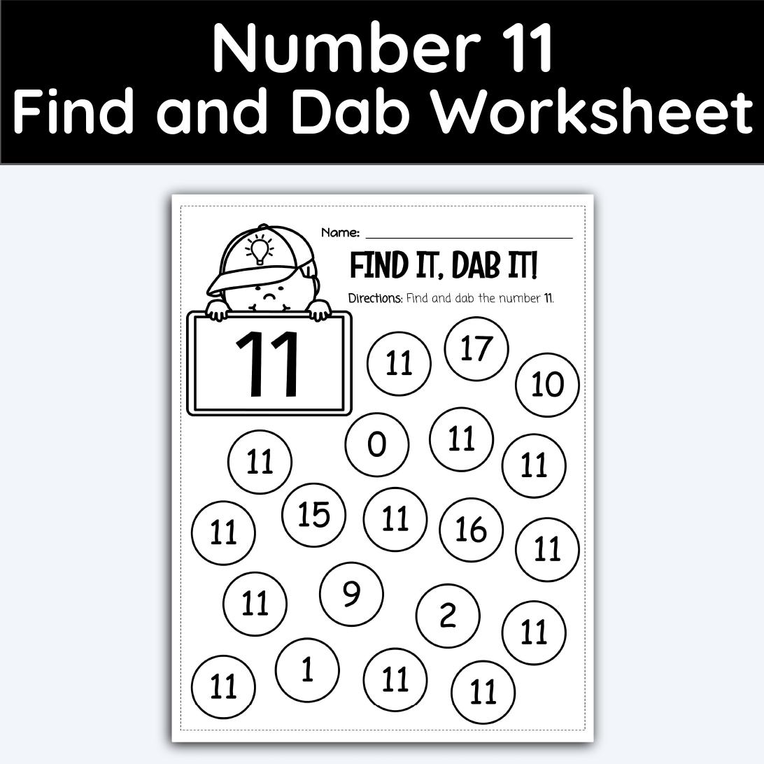 Number 11 Find And Dab Worksheet
