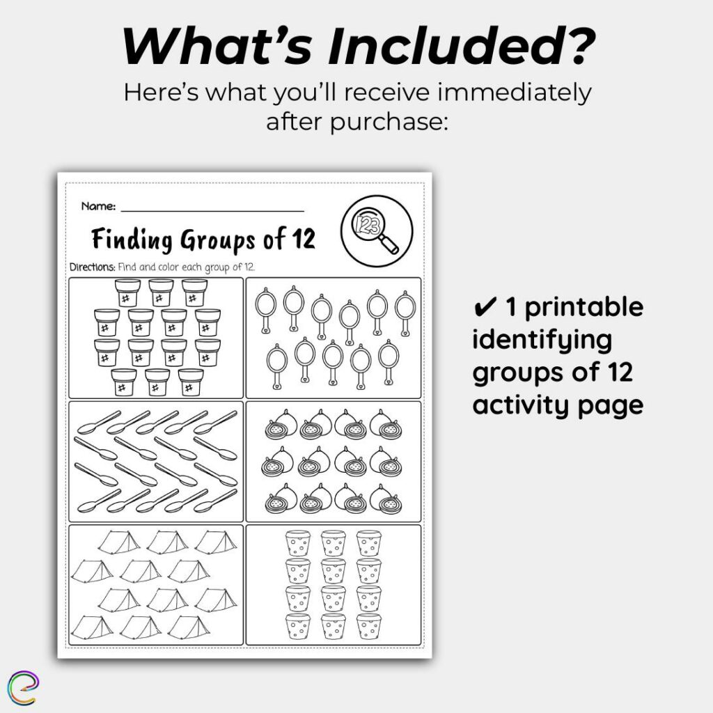 Number 12 Count and Color Groups Worksheet