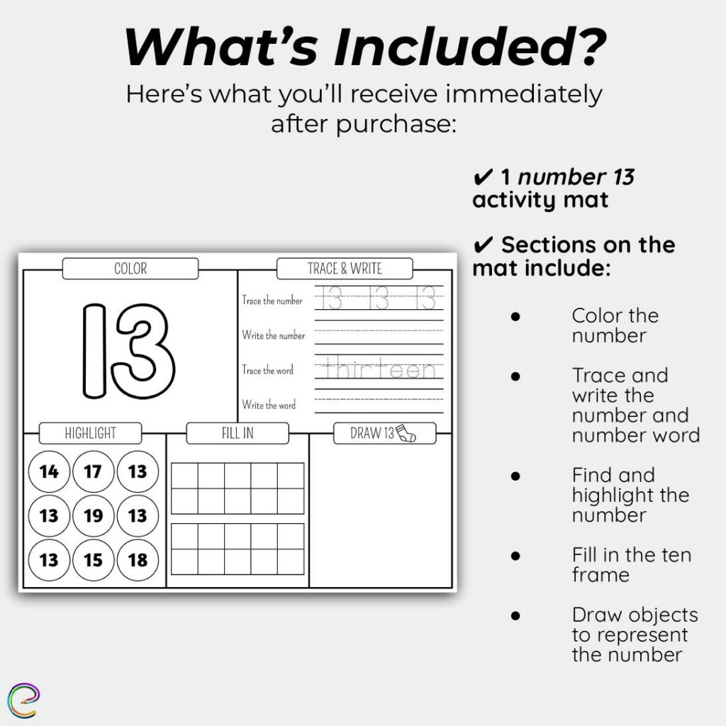 Number 13 Activity Mat