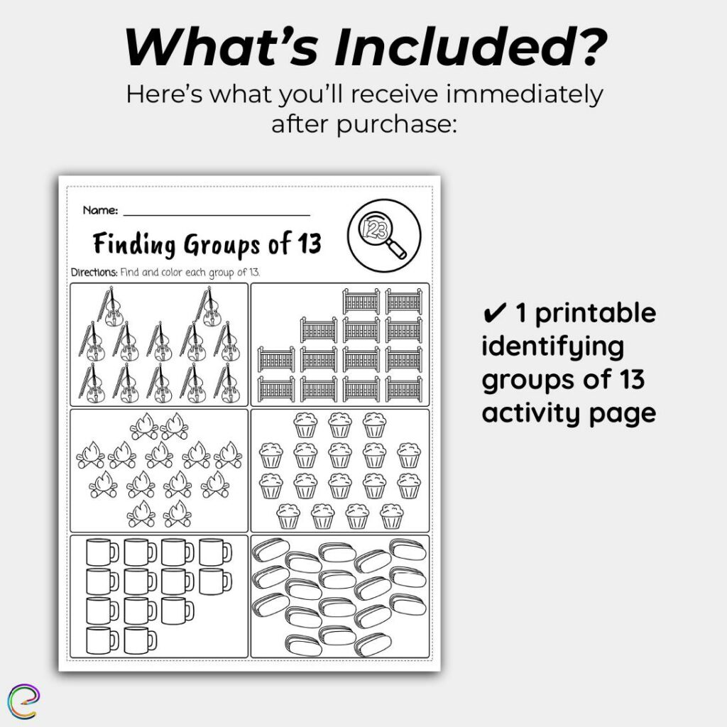 Number 13 Count and Color Groups Worksheet