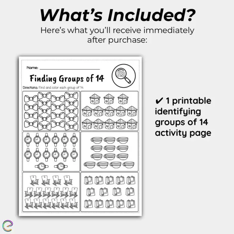 Number 14 Count and Color Groups Worksheet