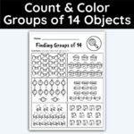 Number 14 Count and Color Groups Worksheet