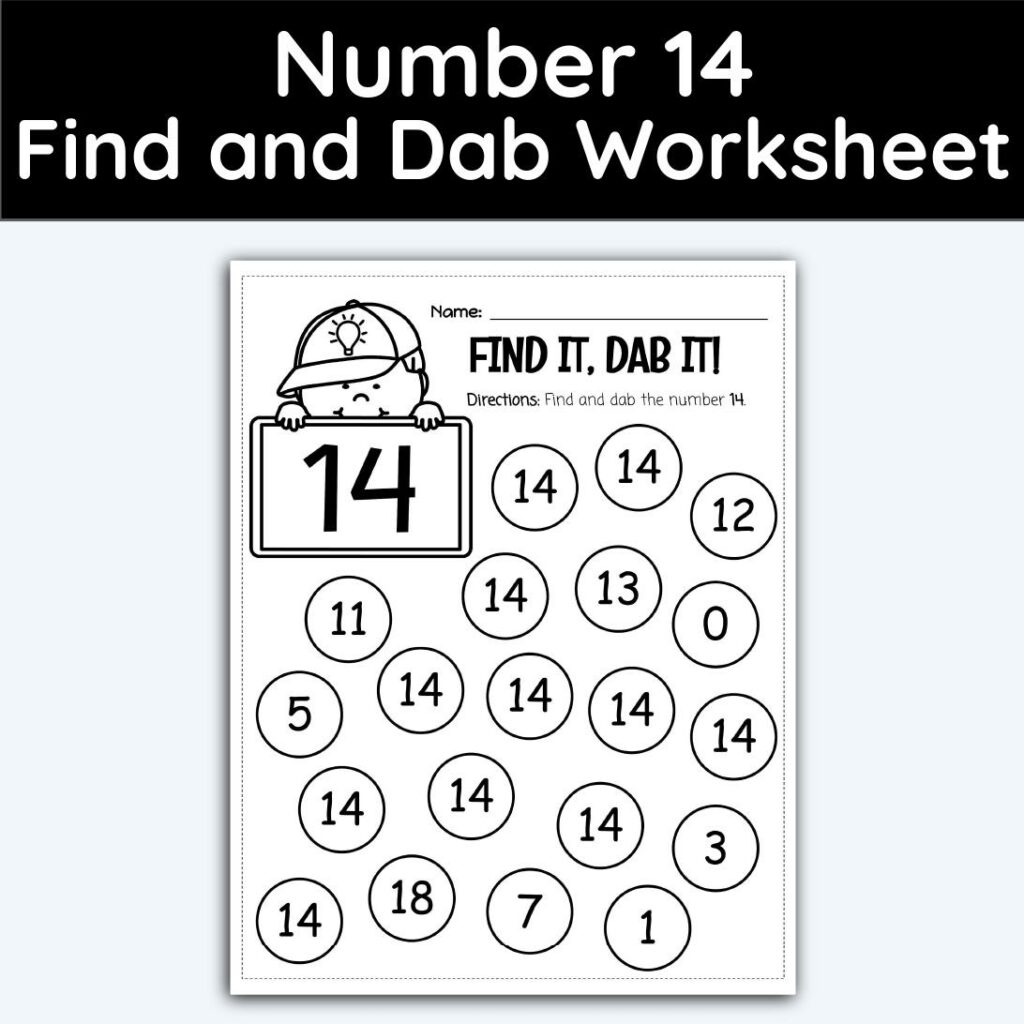 Number 14 Find and Dab Worksheet