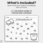 Number 14 Raindrop Coloring Page