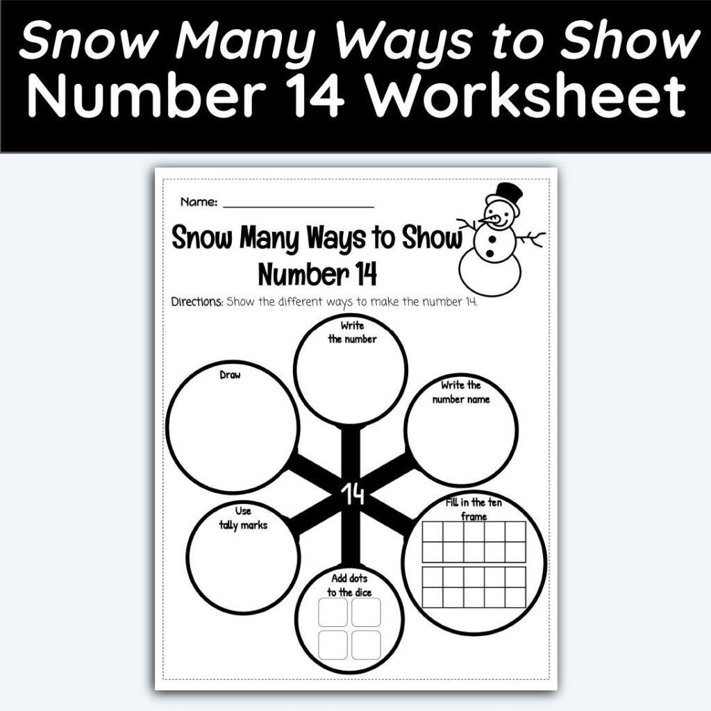 Number 14 Snow Many Ways to Show a Number Worksheet