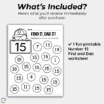 Number 15 Find and Dab Worksheet